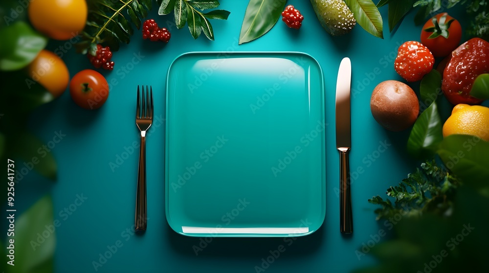 Whimsical food app icon with a stylized plate and cutlery, surrounded ...