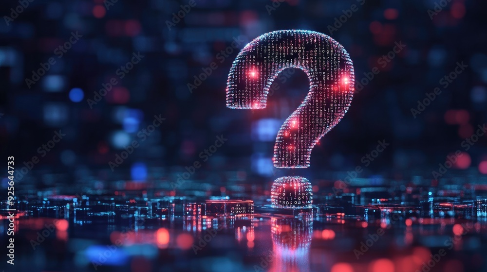 Digital 3d Question Mark With Binary Code Ai In Question Answering Systems Natural Language