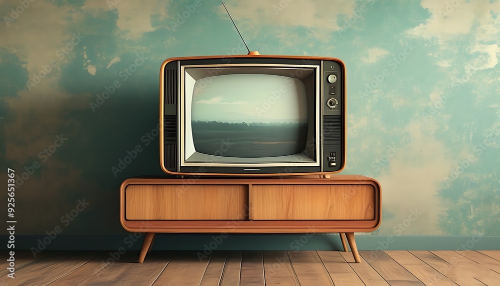 Retro TV with Static Effect Silhouette of a retro television set with a ...