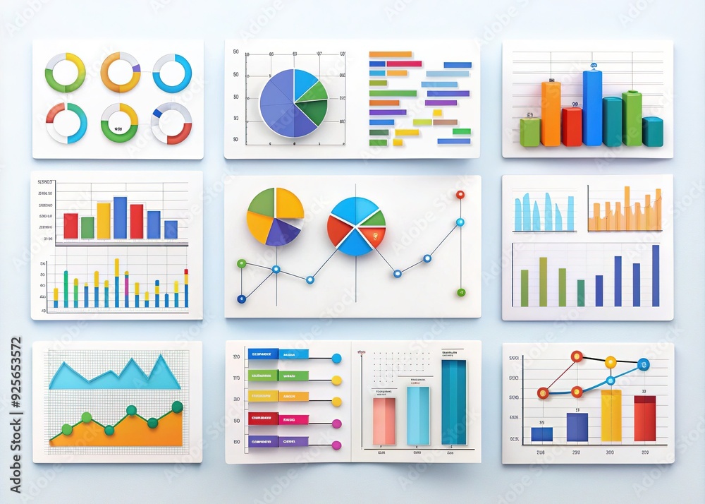 Colorful diagram featuring various templates and charts on a white ...