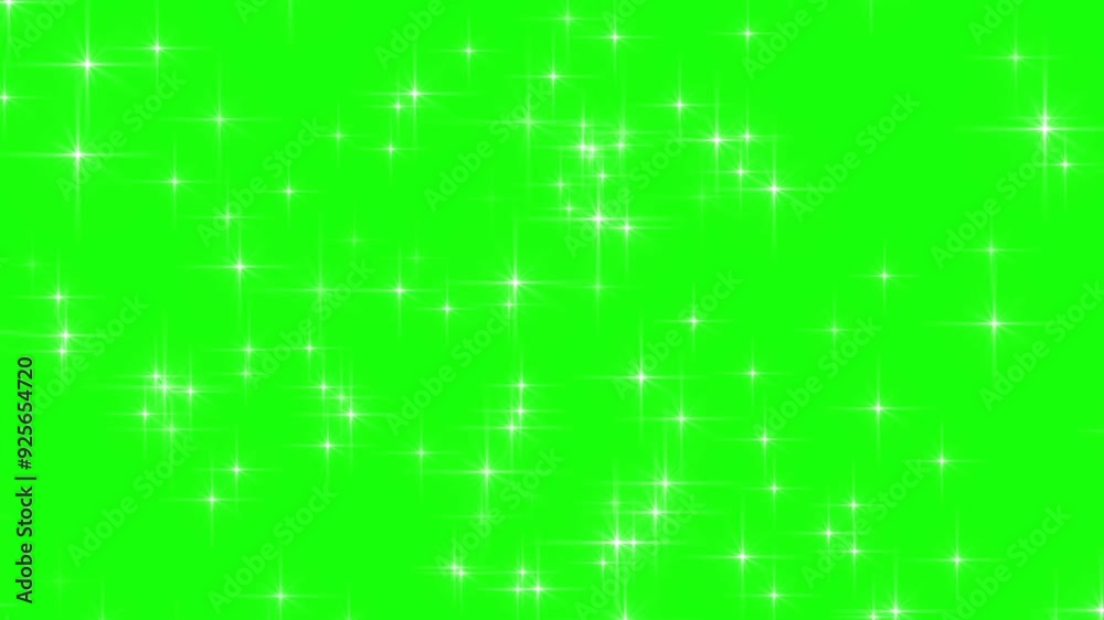 Glowing stars sparkle on green screen. Twinkling stars animation ...