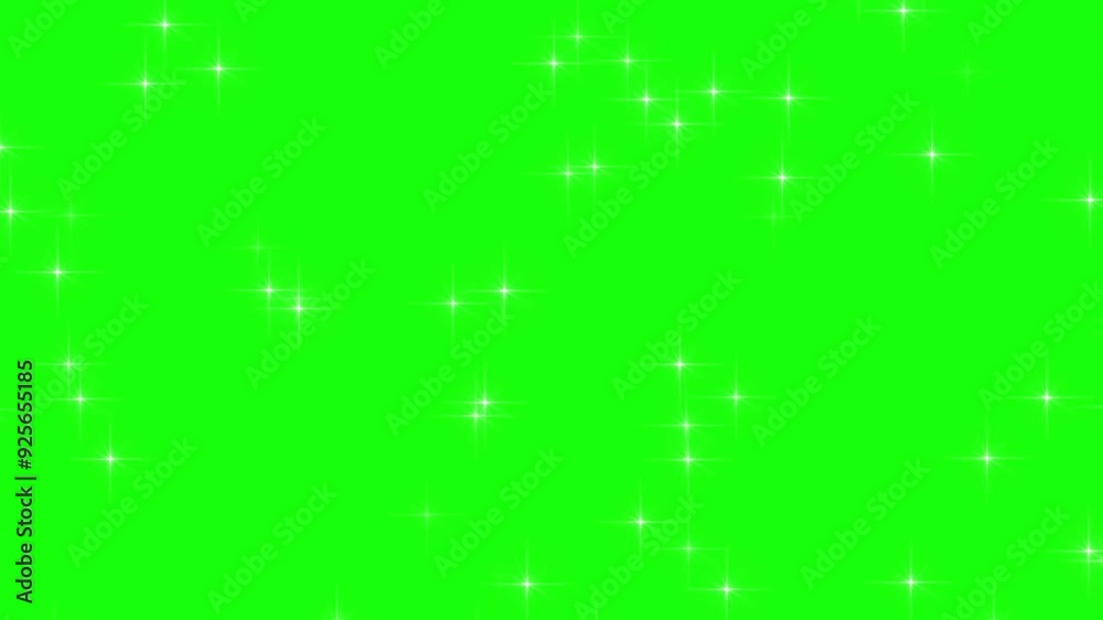 Glowing stars sparkle on green screen. Twinkling stars animation ...