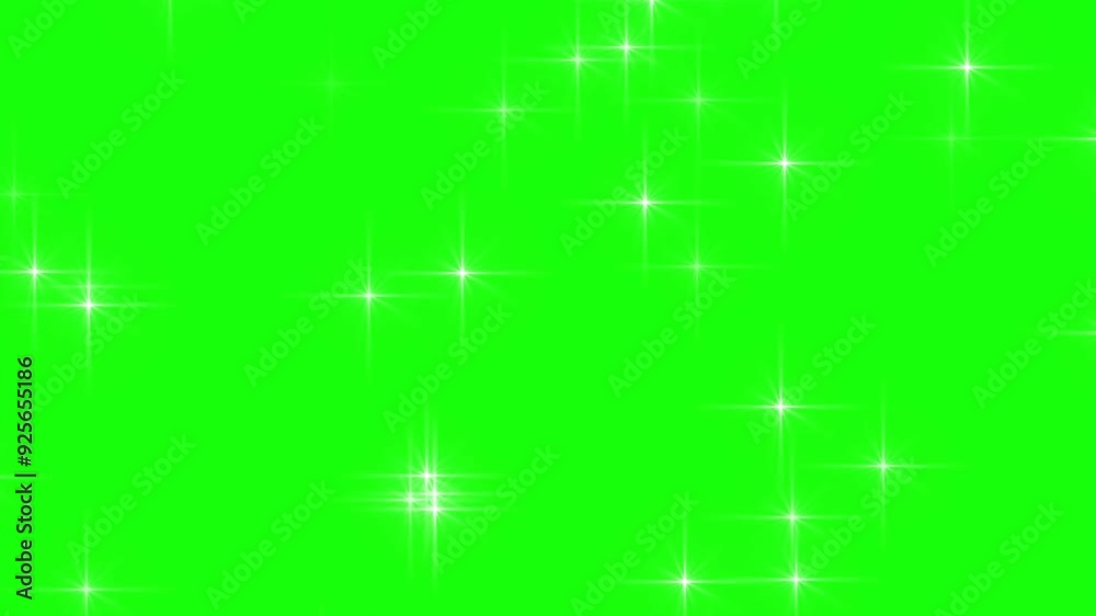 Glowing stars sparkle on green screen. Twinkling stars animation ...