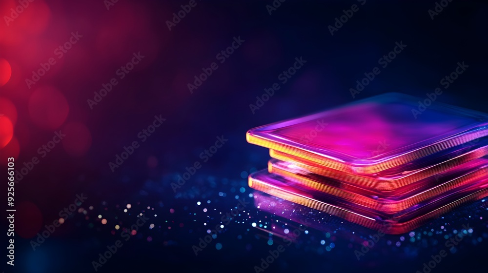 Futuristic mobile app icon with a layered 3D effect, incorporating ...
