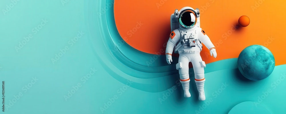 Visionary future flat design top view space exploration theme water ...