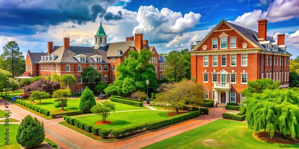 Historic brick buildings of a prestigious southern university campus ...