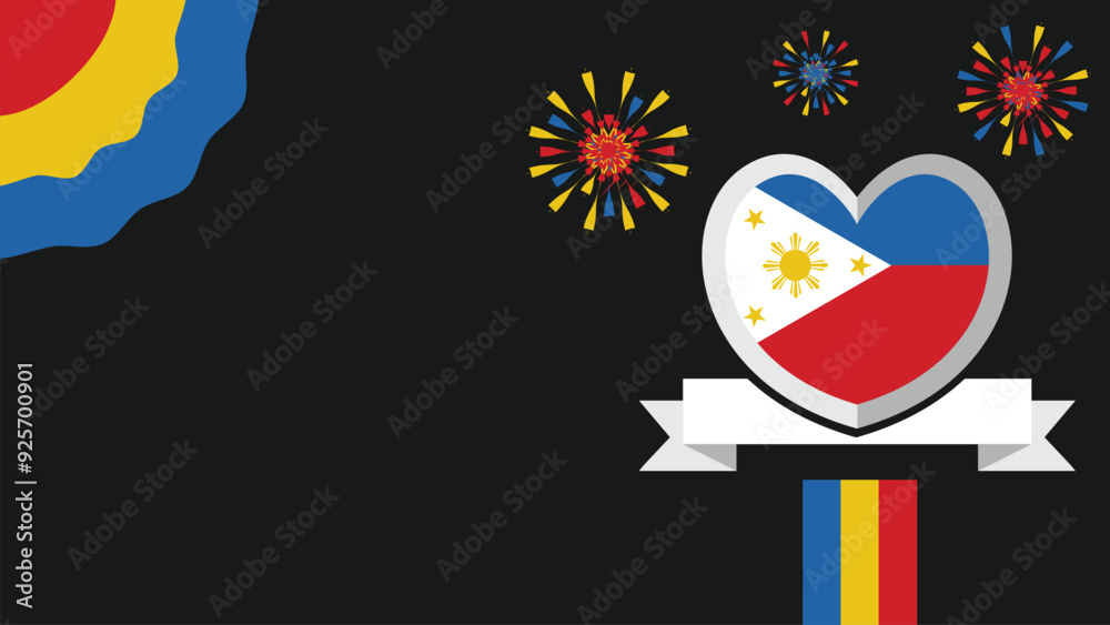 Philippines vector banner design illustration with flag colors ...