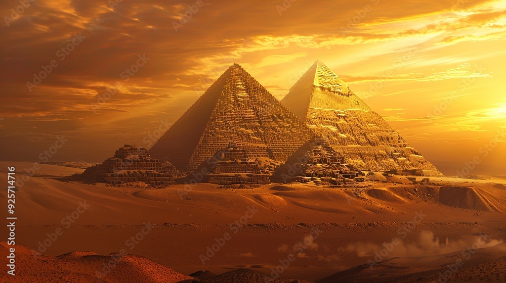 concept art of the pyramids in ancient Egypt Stock Illustration | Adobe ...