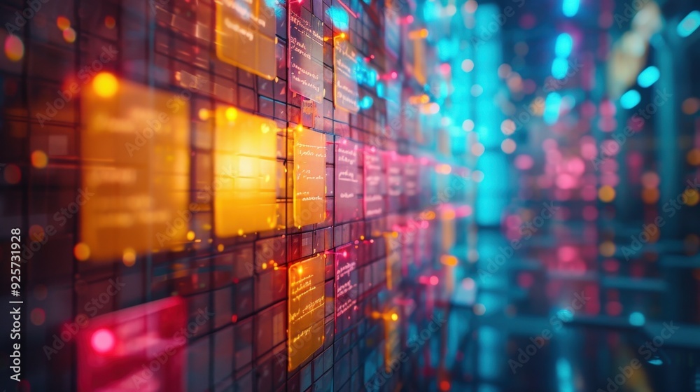 Team collaborating with digital brainstorming tools in a modern office ...