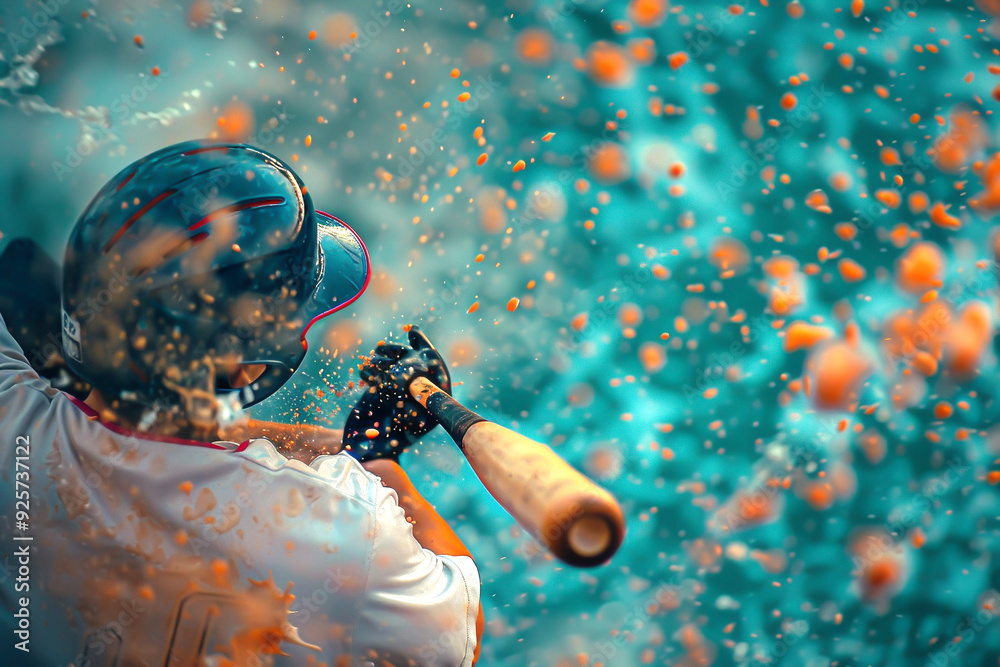 Person swinging a bat to hit a baseball, sports theme, top view ...