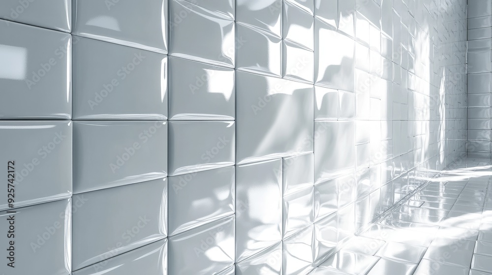 White Rectangular Tile Background Featuring Smooth, Opaque Acrylic ...