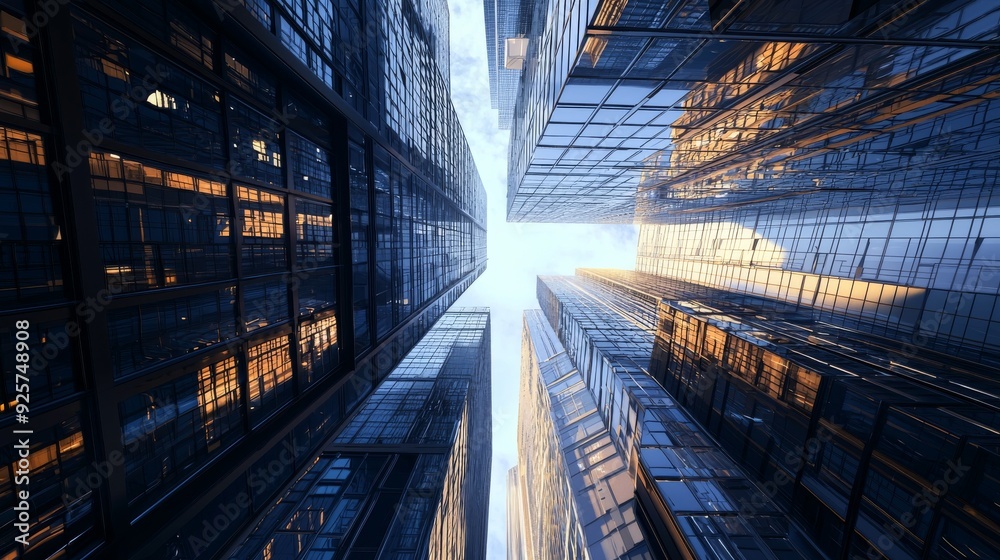 a cinematic picture of a perspective view from the ground looking up ...