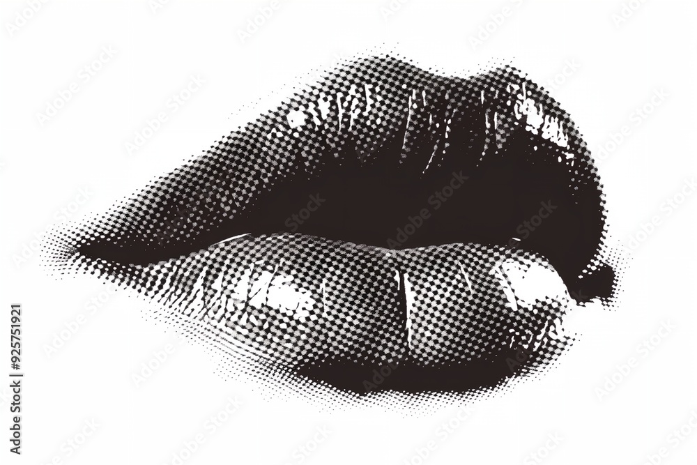 A close up of a woman's lips with a black and white filter. The lips ...