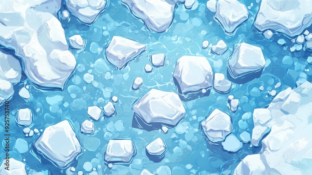 Frozen Funland - Top View Game Textures of Ice, Snow, and Water with ...