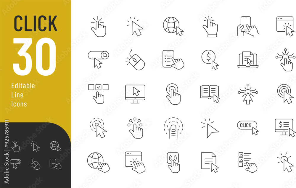 Click Line Editable Icons set. Vector illustration in modern thin line ...