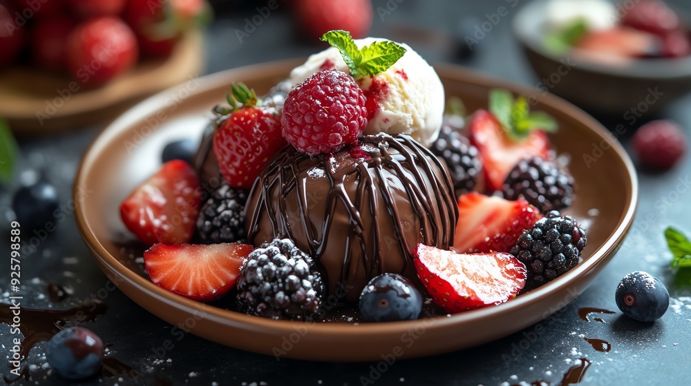 Chocolatedipped beignets filled with taffy, served with a side of ice ...