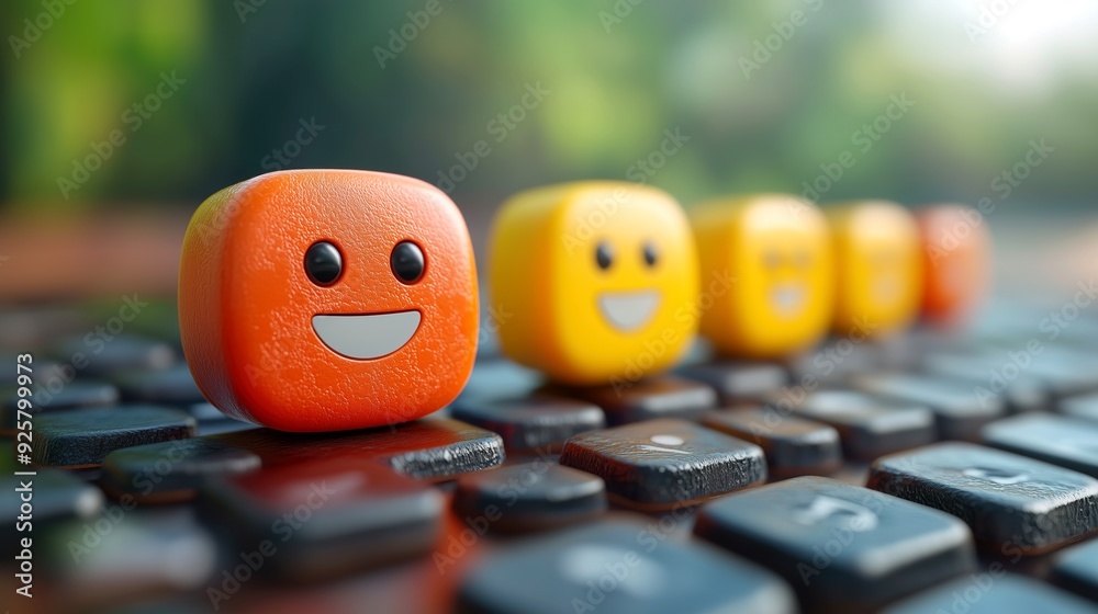 Cute and happy block faces in vibrant colors, ideal for use in social ...