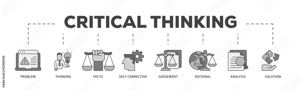Critical thinking icon infographic illustration concept with icon of ...