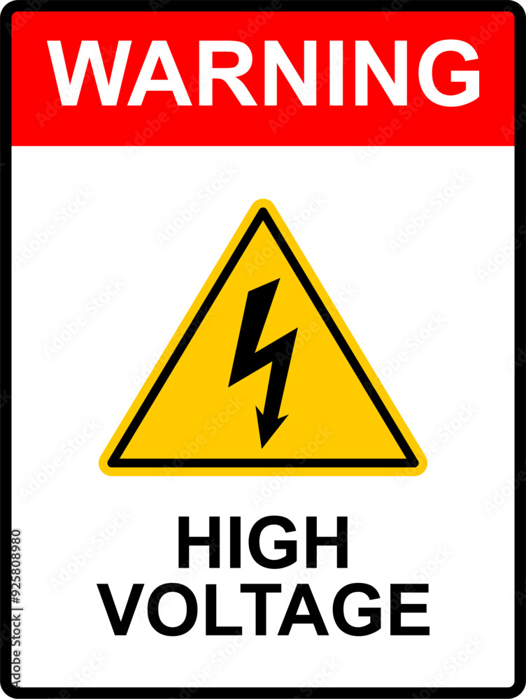 High voltage sign. warning sign, electrical hazard sign. Vector ...