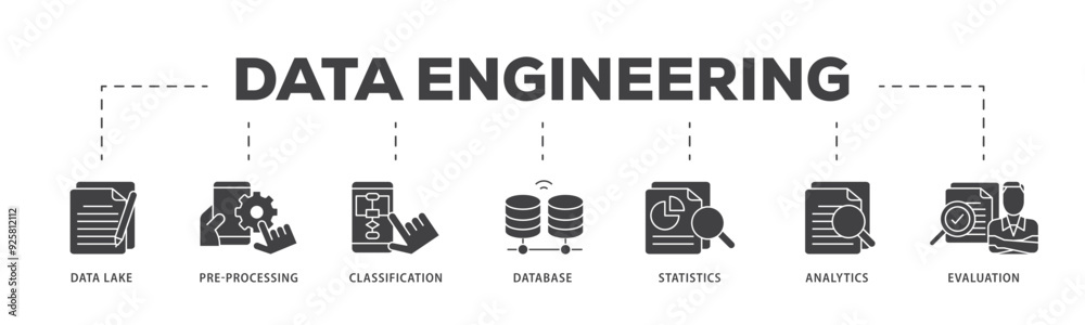 Data engineering icon infographic illustration concept with icon of ...