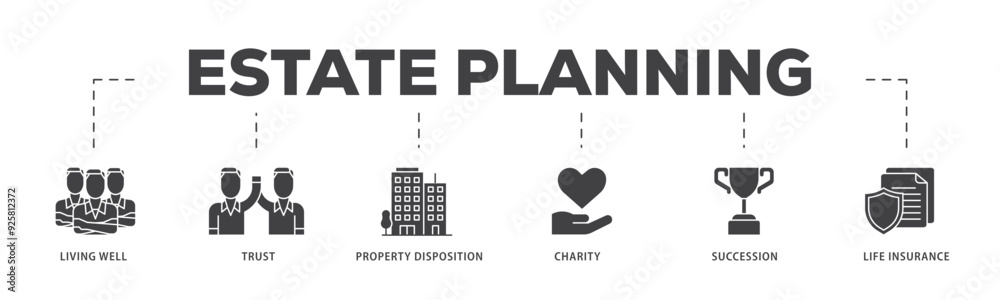 Estate planning icon infographic illustration concept with icon of ...