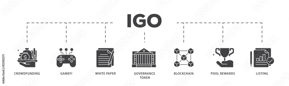 IGO icon infographic illustration concept with icon of crowdfunding ...