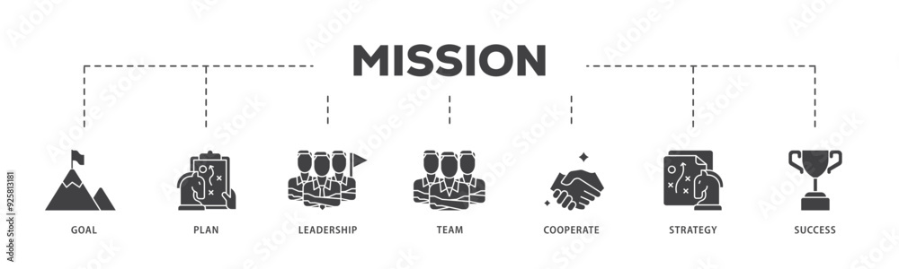 Mission icon infographic illustration concept with icon of goal, plan ...