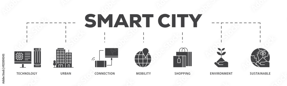 Smart city icon infographic illustration concept with icon of ...