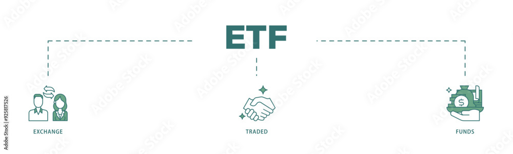 ETF icon infographic illustration concept with icon of money, cash flow ...