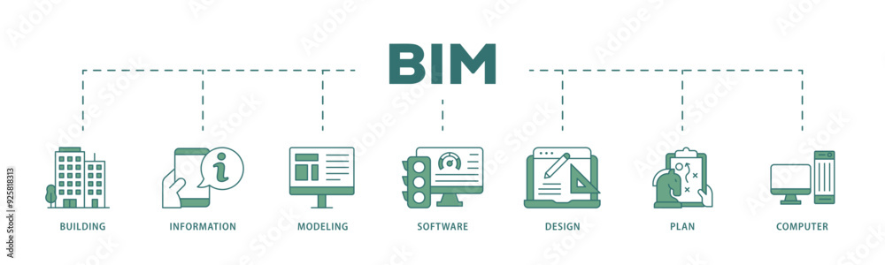BIM icon infographic illustration concept with icon of building ...