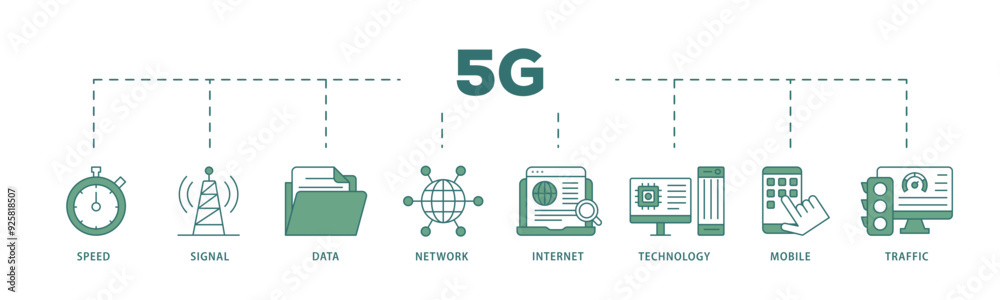 5G icon infographic illustration concept with icon of speed, signal ...