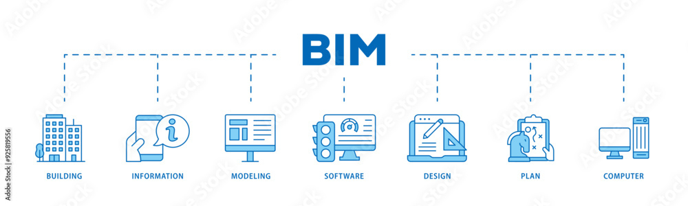 BIM icon infographic illustration concept with icon of building ...
