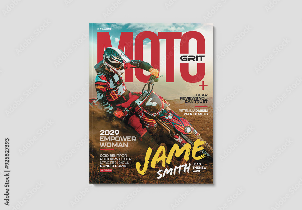 Moto Magazine Cover Layout Stock Template | Adobe Stock
