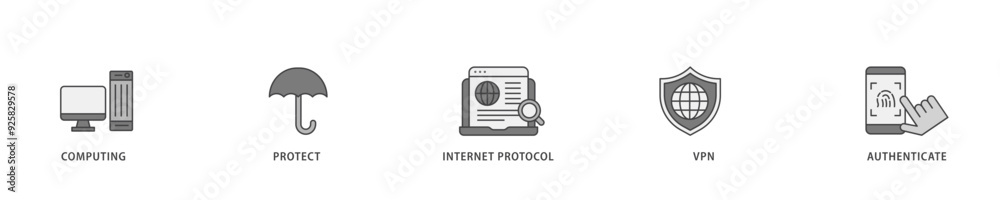 IPsec icon infographic illustration concept with icon of cloud ...