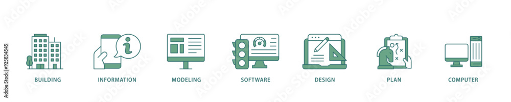 BIM icon infographic illustration concept with icon of building ...