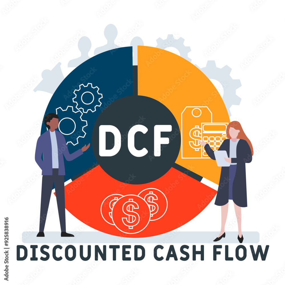 DCF - discounted cash flow acronym. business concept background. vector ...