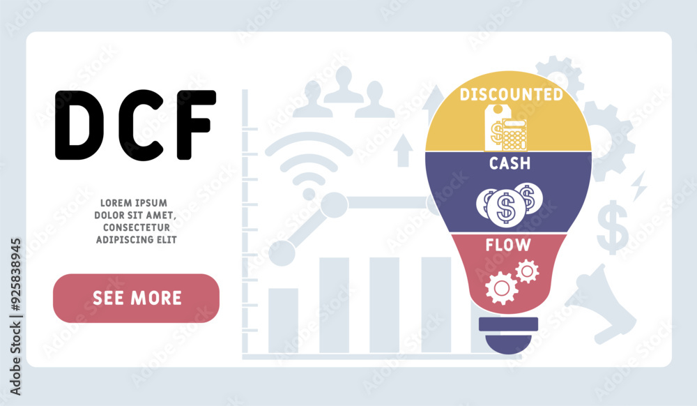 DCF - discounted cash flow acronym. business concept background. vector ...