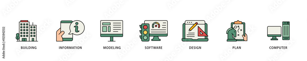 BIM icon infographic illustration concept with icon of building ...