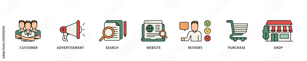 Customer journey icon infographic illustration concept with icon of ...