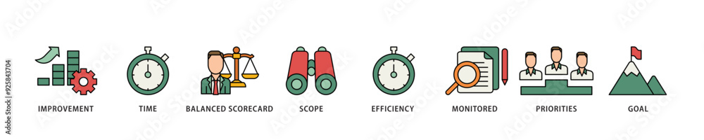 Performance management icon infographic illustration concept with icon ...