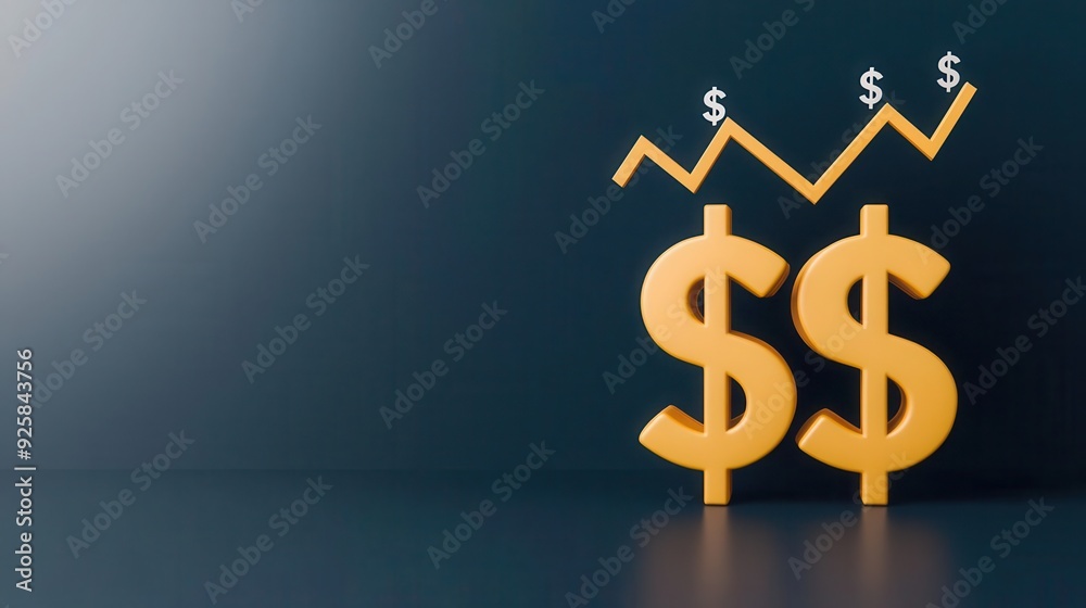 Revenue analysis, ascending line charts with dollar signs, 3D ...