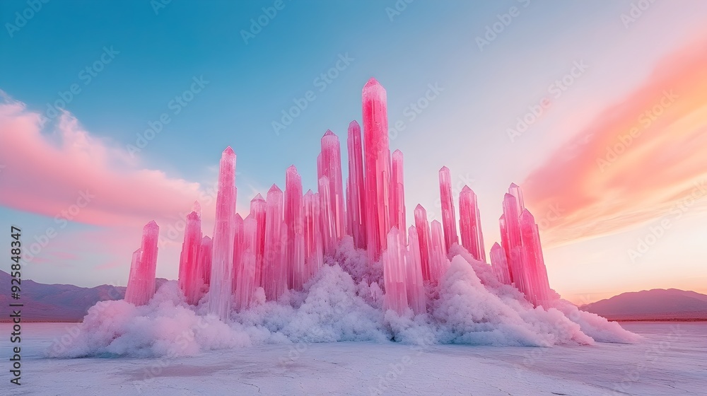 Surreal Mirage: Crystal Cacti in a Neon Sky Desert, Captured in ...