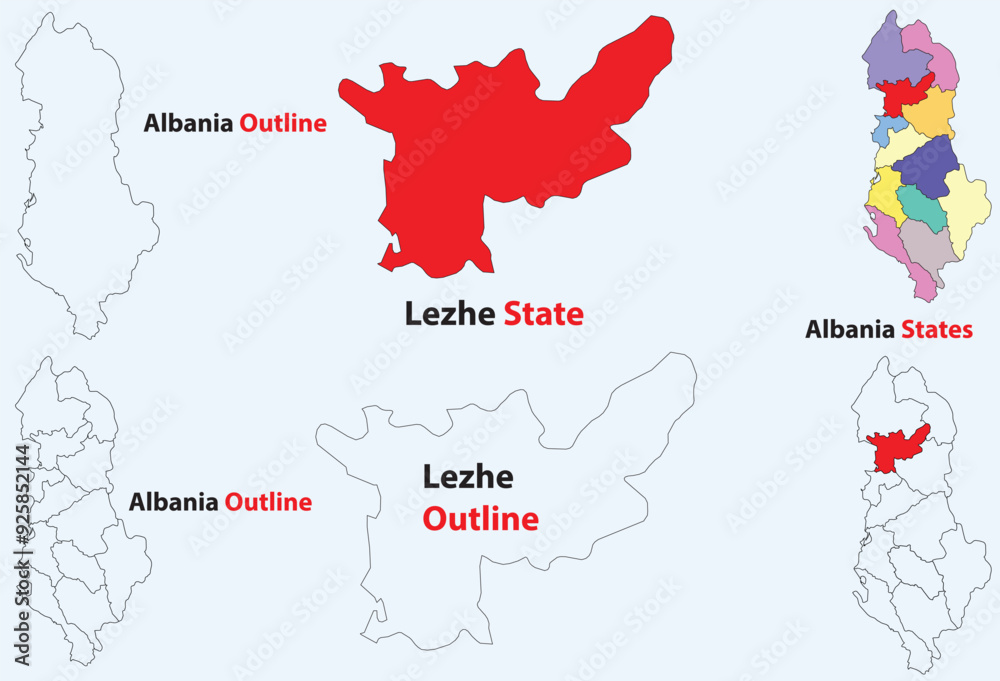 Lezhe map vector of Albania, Lezhe line map, Lezhe with city map, Lezhe ...