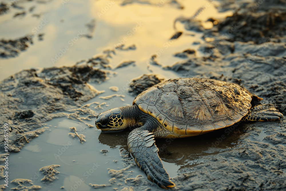 turtle dead killed from polluted water, global warming Stock ...