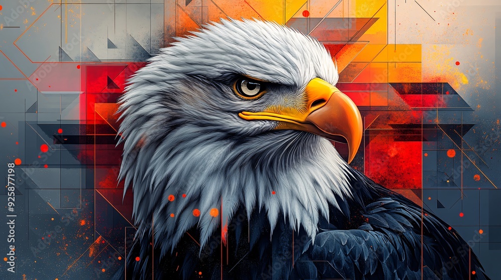 Bold geometric shapes with powerful eagles for impactful wallpaper ...