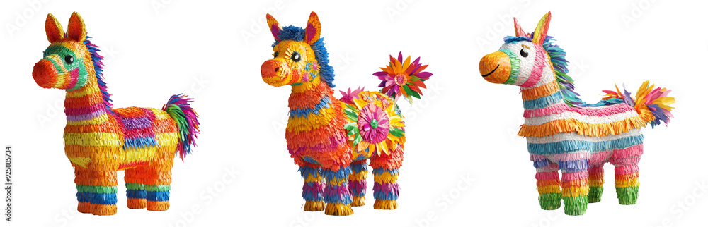 Pinata set isolated on transparent background ideal for festive and ...