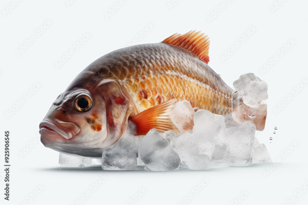 Rohu Fish Under Ice Cube with Spilled Ice Cubes High Resolution Food ...