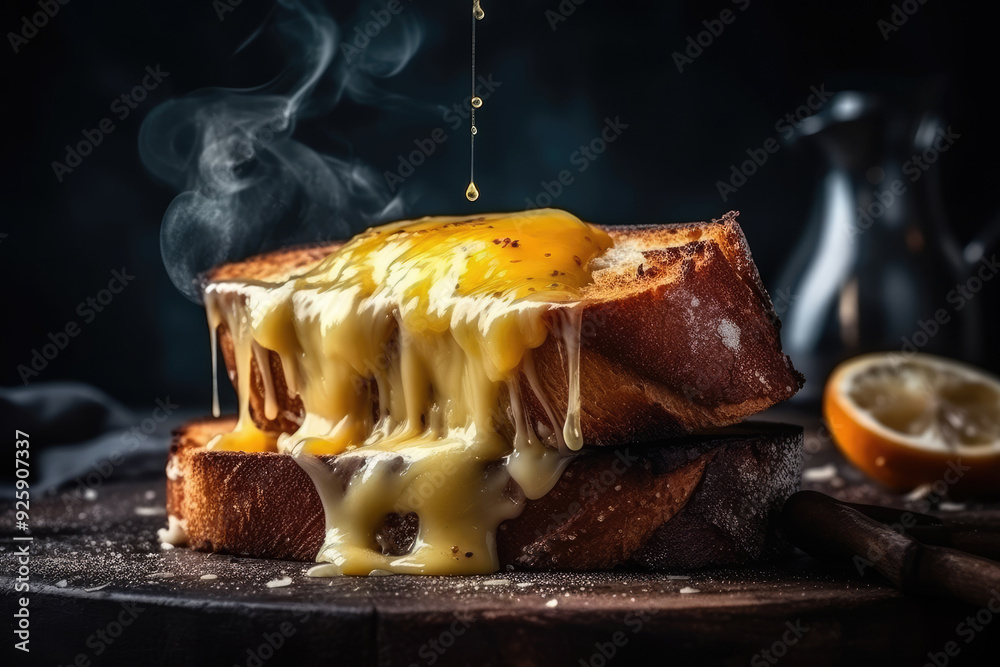 Sliced Bread Sandwich with Melted Cheese Dark Food Photography High ...