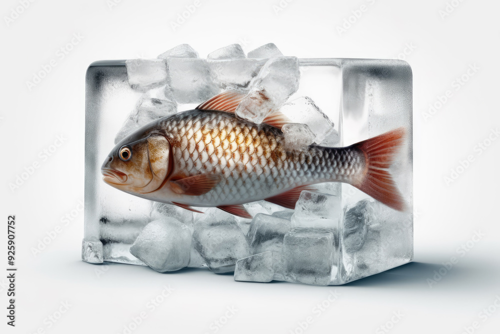 Basa Fish Under Ice Cube with Spilled Ice Cubes High Resolution Food ...