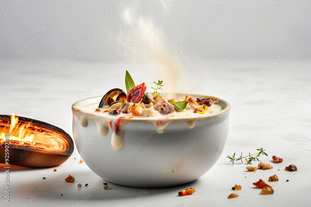 Clam Chowder Food Photography Smoky and Fire Flame High Resolution ...